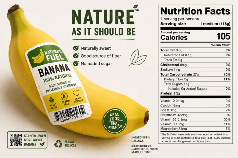 What would the nutrition facts label of a banana look like if it were ...